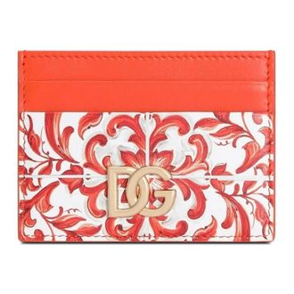 Dolce & Gabbana 3.5 Majolica-Druck Kalbsleder Kartenetui - - Accessories - Damen - Orange - ONE SIZE