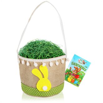 Com-Four 3 TLG. Osterset - Osterk&ouml;rbchen mit Gras und Ostereierfarbe - Filzkorb Osterhase zum Verschenken - Osterdeko - Fr&uuml;hlingsdekoration [Auswahl variiert] 