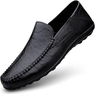 Generic Mocassins for Hommes, Bout Rond, en Cuir, Souples, r&eacute;sistants, l&eacute;gers, &agrave; Enfiler for Mariage(Noir,45 EU)