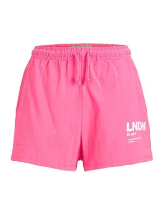 Jack & Jones Damen Jxbali Hw Relaxed Vint Shorts, Carmine Rose/Print:Bright White Lndn Print, S EU