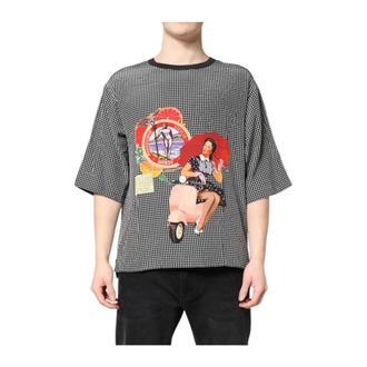 Dolce & Gabbana Homme, Tops, Noir, Taille: L T-shirt en Soie &agrave; Imprim&eacute; Graphique