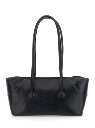 Margesherwood Womens Shoulder Bag Boat Shopper Large Black Leather Cow
