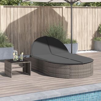 Festnight Doppel Sonnenliege 2 Personen Garten Doppelliege Outdoor Liege Garten Rattan Gartenliege Wetterfest Rattanliege mit Auflagen Lounge Liege Outdoor Lieg
