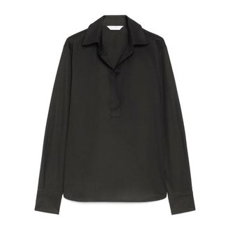 Max Mara Baumwollhemd mit V-Ausschnitt - - Blouses & Shirts - Damen - Schwarzk - XS