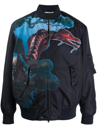 Valentino Garavani veste bomber imprim&eacute;e - Bleu