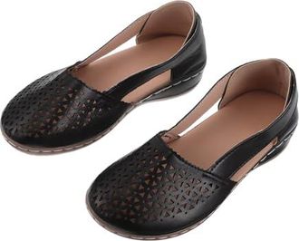 BESPORTBLE ROMISBABA Sandales Compensées Femmes Noir Chaussures Été Respirantes à Talon Bas Confortables et Légères avec Design Ajouré pour Marche et Activités E