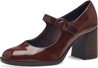 Tamaris Damen Pumps Blockabsatz Vegan; Brown PATENT, EU 39