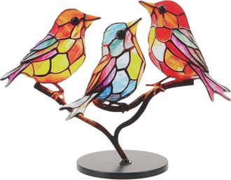 SOLUSTRE Vogelschwarm Figur Metall Acryl Tischdekoration Mit Sockel Farbig Wohnraum Deko Wohnzimmer B&uuml;ro