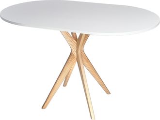 RAGABA Ovaler Esstisch klein 100x75 cm, X-Gestell, Esstich f&uuml;r 4 Personen, Massivholz, Modern, Platzsparend | Wei&szlig;