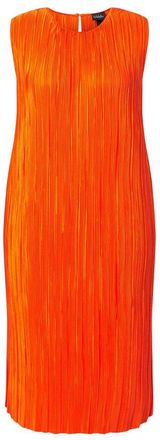 Ulla Popken Midikleid Plissee-Midikleid Rundhals &auml;rmellos