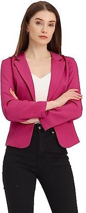 Allegra K Blazer Femme Imprimé Fleuri Veste de Costume daffaires Décontracté à Revers Cranté Coupe Cintré Blazer de Bureau Floral Rose Vif-Solide M