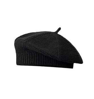 Generic B&eacute;ret tricot&eacute; for femme, chapeau dautomne et dhiver, casquette de peintre, garde au chaud Pour lautomne et lhiver(Black)