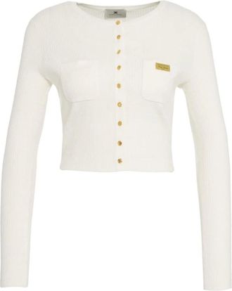 Elisabetta Franchi Femme, Pulls, Beige, Taille: 44 FR Cardigan Tricot Manches Longues