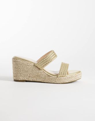 Raid Callen - Espadrilles-Sandalen in Gold mit Keilabsatz