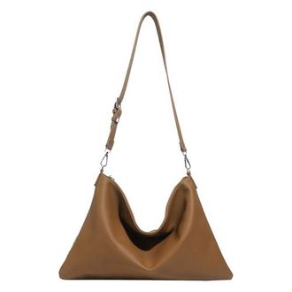 Generic Sac fourre-tout en cuir synth&eacute;tique avec fermeture &eacute;clair et sangle r&eacute;glable pour l&eacute;cole, le travail, un usage quotidien, marron, 400.00x250.00x150.00