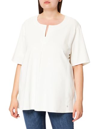 Samoon Damen Shirt aus Fester Jersey-Qualit&auml;t halber Arm unifarben Offwhite 42