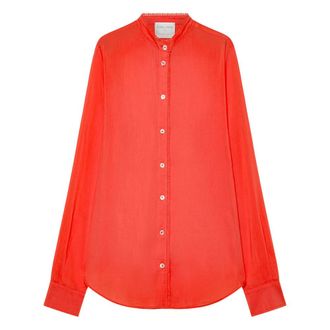 Forte_Forte Femme, Blouses et Chemises, Rouge, Taille: 40 FR Voile Grandfather Shirt