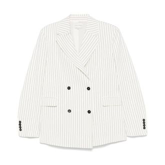Loulou Studio Gestreifter Doppelreihiger Blazer - - Jackets - Damen - Wei&szlig; - S