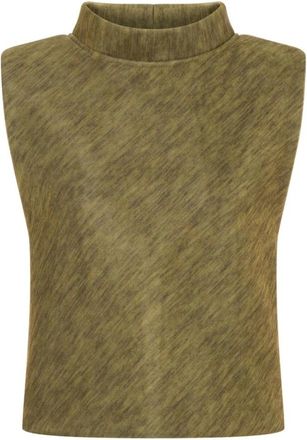 Philosophy di Lorenzo Serafini Femme, Tops, Vert, Taille: 40 FR Haut sans Manches &agrave; Col Montant