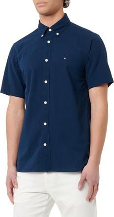 Tommy Hilfiger Seersucker Solid RF Shirt S/S Mw0Mw38064, Blue (Night Sky), M Homme