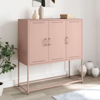vidaXL Buffet haut rose 100,5x39x107 cm acier Vidaxl