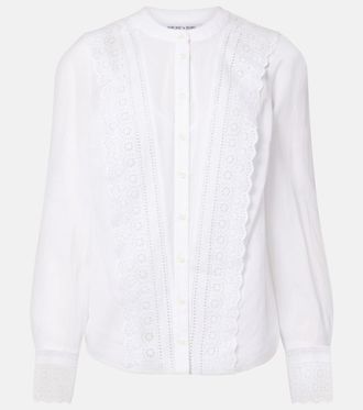 Veronica Beard Chemise Clermont en coton m&eacute;lang&eacute; &agrave; broderie anglaise