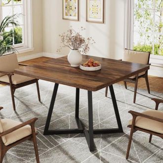 Tribesigns Tribesigns - Esstisch k&uuml;chentisch f&uuml;r 4 Personen, Esszimmertisch Esstisch klein mit Metallfu&szlig; Industrie-Design, Holztisch f&uuml;r Esszimmer, Wohnung