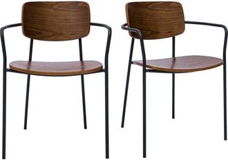 Miliboo Dunkle Walnussholz und schwarzes Metall Stühle (Set von 2) susan