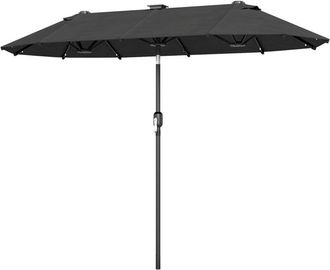 OUTSUNNY Parasol de jardin double - Outsunny - &eacute;clairage solaire - inclinaison par bouton-poussoir, manivelle, 2 a&eacute;rations - 3 x 1,5 m - gris