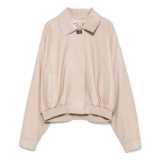 Fendi Leder Bomberjacke - - Jackets - Damen - Beige - XS