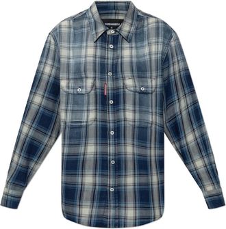 Dsquared2 Femme, Blouses et Chemises, Bleu, Taille: 34 FR Chemise &agrave; Carreaux