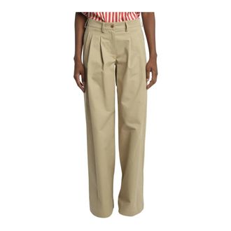 JEJIA Beige Baumwollhose mit Falten - - Trousers - Damen - Beige - L