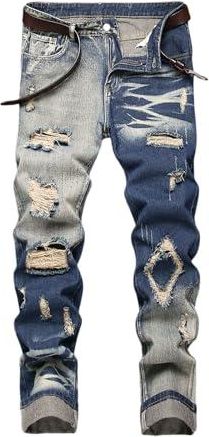 Generic Jean Homme Jean Homme Regular Jeans Homme Confortable Classique Slim Blocs de Couleur - Pantalon Long Extensible Toutes Saisons, Confort et Style Assu