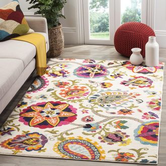 Safavieh Boho Teppich f&uuml;r Wohnzimmer, Esszimmer, Schlafzimmer - Monaco Collection, Kurzer Flor, Elfenbein und Multi, 201 X 279 cm