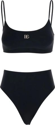 Dolce & Gabbana Femme, Maillots de bain, Noir, Taille: 38 FR Bikini bralette avec logo