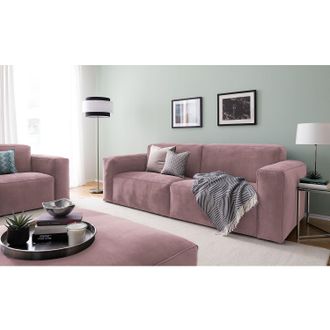 Studio Copenhagen home24 3-Sitzer Sofa Pink/Mauve Samt Ravi 240 x 75 x 96cm Glamour