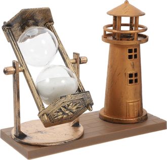 DOITOOL Vintage Sanduhr mit Leuchtturm Deko Dekorative Tisch Sanduhr aus Messing Retro Schreibtischdekoration f&uuml;r Zuhause und B&uuml;ro Geschenk Zur Einweihung