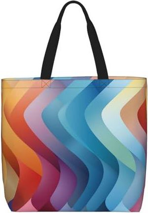 Generic Courbe Rainbow Sac Cabas R&eacute;utilisable Sacs De Courses L&eacute;ger Sac &Agrave; Bandouli&egrave;re Pour Shopping Travail Gym