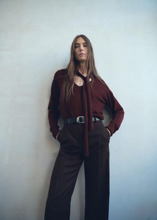 Mango V-Ausschnitt-Jersey Schal weinrot - Damen - XS - MANGO