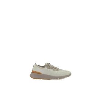 Brunello Cucinelli Homme, Chaussures, Blanc, Taille: 45 EU Knit Low-Top Baskets