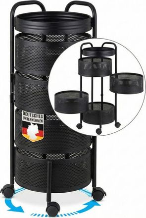 Floordirekt Chariot Utilitaire Mobile Noir &Agrave; 5 Niveaux 28 &times; 28 &times; 72 cm avec roulettes, Chariot Utilitaire M&eacute;dical, Chariot De Rangement pour Esth&eacute;ticienne