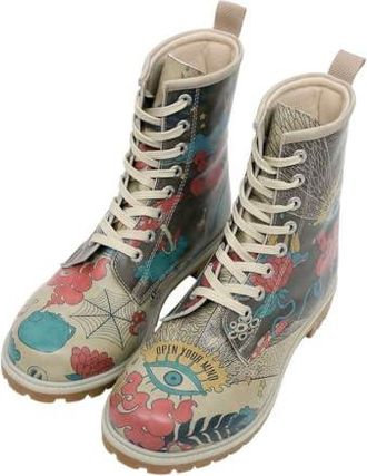 Dogo Femme Cuir Vegan Multicolore Bottes Longues - Open Your Mind Motif