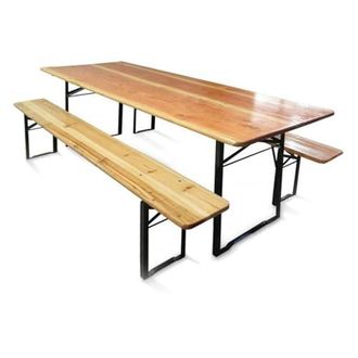 Dmora Ensemble Table et bancs refermables pour Brasserie, Couleur Marron, La Table Mesure 220 x 76 x 80 cm, Le Banc Mesure 220 x 46 x 24 cm