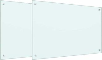 vidaXL K&uuml;chenr&uuml;ckwand 2 pcs Wei&szlig; 90 x 60 cm Geh&auml;rtetes Glas vidaXL