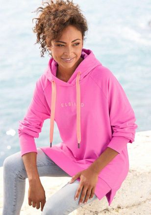 Elbsand Kapuzensweatshirt Svana mit Logoprint, bequemer Hoodie, seitliche Schlitze