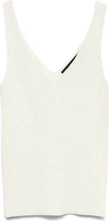 Vero Moda Damen Geripptes Struktur Top Einfarbiges V-Ausschnitt Sleeveless Oberteil Ärmellos VMGLORY, Farben:Weiß, Größe:S