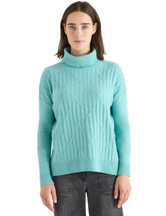 Cecil Damen 3015697 Struktur Rollkragenpullover, Foam Blue Melange, XL