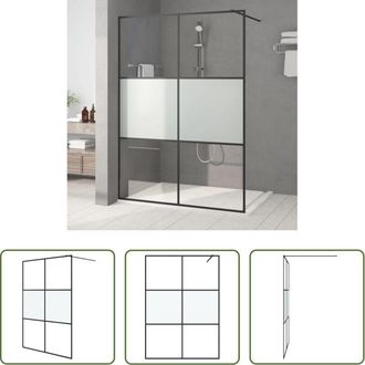vidaXL vidaXL ESG-Glas - Duschwand f&uuml;r Begehbare Dusche Schwarz 140x195 cm Halbmatt ESG