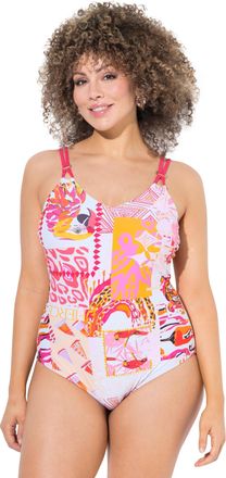 Ulla Popken Damen Patrizia, Wild Parrot Badeanzug, Offwhite, 46 EU