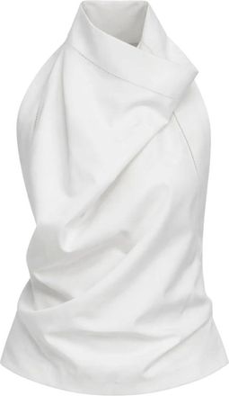 Carven Femme, Blouses et Chemises, Blanc, Taille: 42 FR Haut en Soie Drap&eacute; et Dos Nu